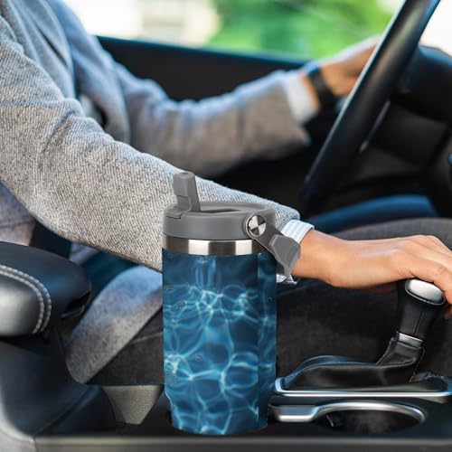 BWQJKUO Large Capacity Car Cup 30 Oz Stainless Steel Pineapple in The Pool Printed Travel Mug Leak-proof Flip Straw Tumbler with Handle,keeps Cold Or Ho