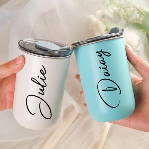 Custom Insulated Coffee Tumbler, 10oz Engraved Stainless Steel Coffee Mug, Personalized Mug with Lid, Spill Proof, Hot Beverage and Cold, Portable Thermal Cup, Ideal Customized Gift for Women, Men