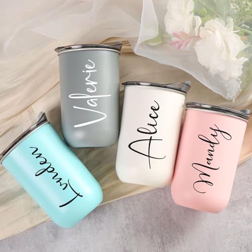 Custom Insulated Coffee Tumbler, 10oz Engraved Stainless Steel Coffee Mug, Personalized Mug with Lid, Spill Proof, Hot Beverage and Cold, Portable Thermal Cup, Ideal Customized Gift for Women, Men