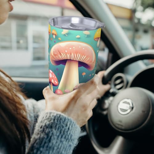 WXZYFP Car cup (single silver rim), can use a straw or drink directly, easy to use.Pretty little mushrooms