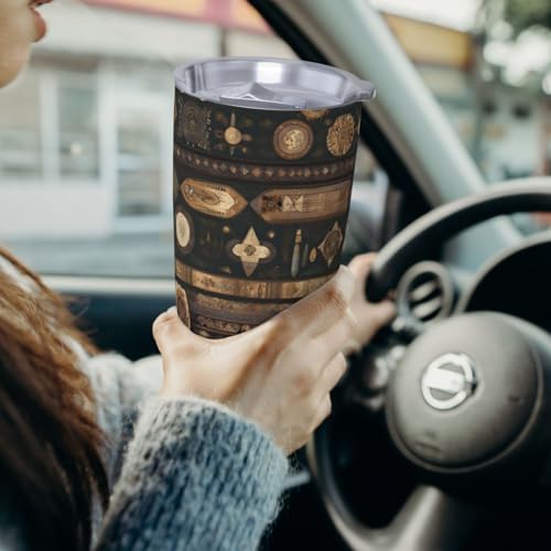 WXZYFP Car cup (single silver rim), can use a straw or drink directly, easy to use.Bohemian style