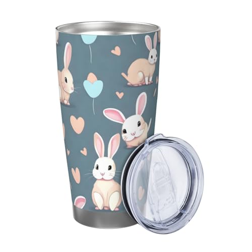 WXZYFP Car cup (single silver rim), can use a straw or drink directly, easy to use.Cartoon cute bunny