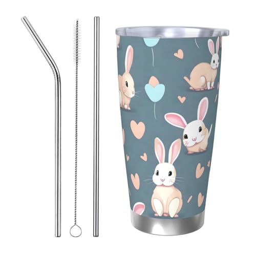 WXZYFP Car cup (single silver rim), can use a straw or drink directly, easy to use.Cartoon cute bunny