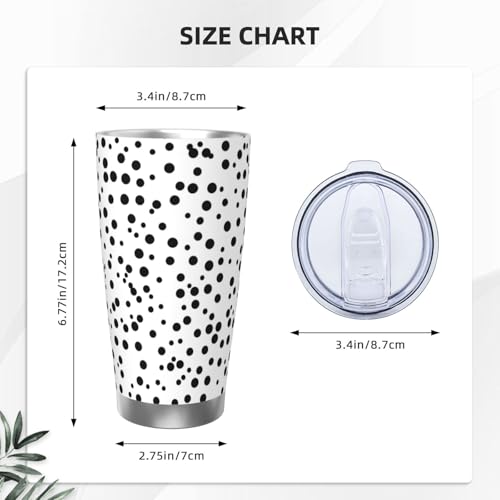 WXZYFP Car cup (single silver rim), can use a straw or drink directly, easy to use.Black And White Polka Dot