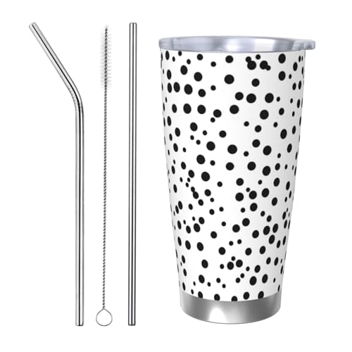 WXZYFP Car cup (single silver rim), can use a straw or drink directly, easy to use.Black And White Polka Dot