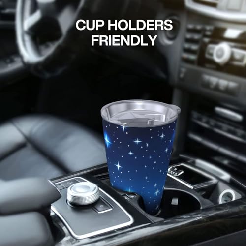 WXZYFP Car cup (single silver rim), can use a straw or drink directly, easy to use.Blue star pattern