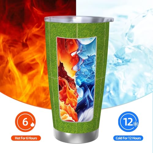 WXZYFP Car cup (single silver rim), can use a straw or drink directly, easy to use.Green Grassland