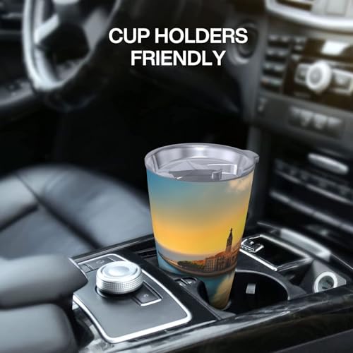 WXZYFP Car cup (single silver rim), can use a straw or drink directly, easy to use.Sunset in Barcelona