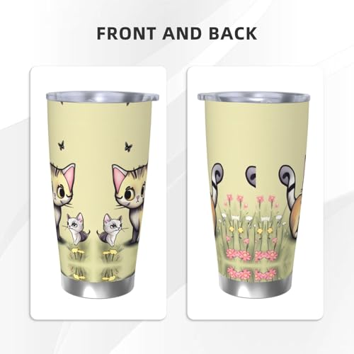 WXZYFP Car cup (single silver rim), can use a straw or drink directly, easy to use.Cat and Butterfly