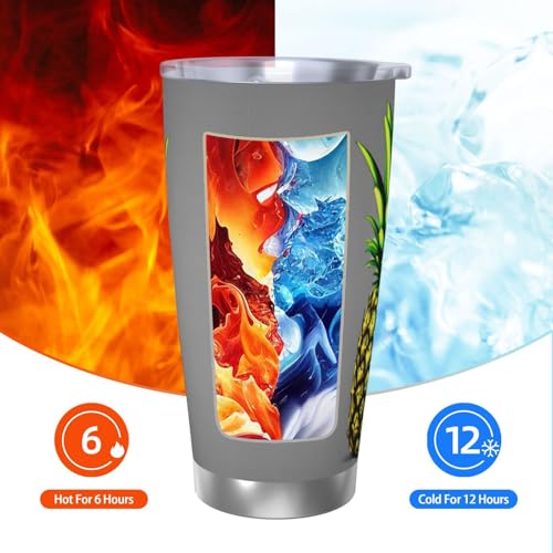 WXZYFP Car cup (single silver rim), can use a straw or drink directly, easy to use.Cartoon Pineapple