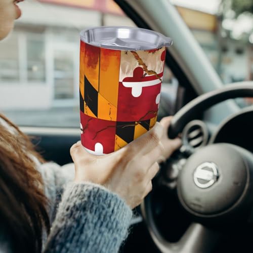 WXZYFP Car cup (single silver rim), can use a straw or drink directly, easy to use.vintage wooden maryland flag