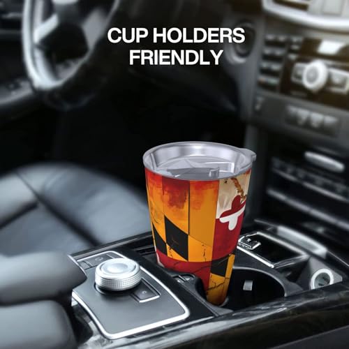 WXZYFP Car cup (single silver rim), can use a straw or drink directly, easy to use.vintage wooden maryland flag