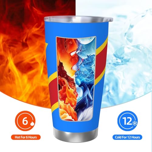 WXZYFP Car cup (single silver rim), can use a straw or drink directly, easy to use.Flag of the Congo