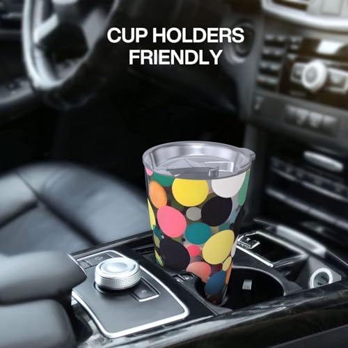 WXZYFP Car cup (single silver rim), can use a straw or drink directly, easy to use.Abstract painting of circles