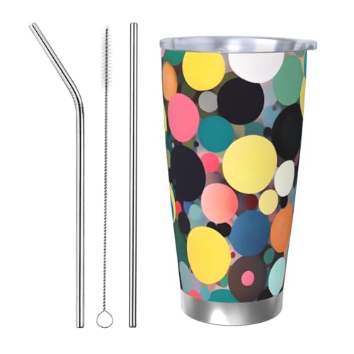 WXZYFP Car cup (single silver rim), can use a straw or drink directly, easy to use.Abstract painting of circles