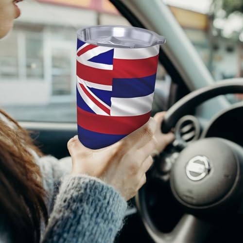 WXZYFP Car cup (single silver rim), can use a straw or drink directly, easy to use.Flag of Hawaii American