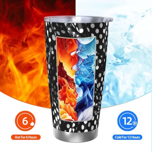 WXZYFP Car cup (single silver rim), can use a straw or drink directly, easy to use.Black and white corrugated dots