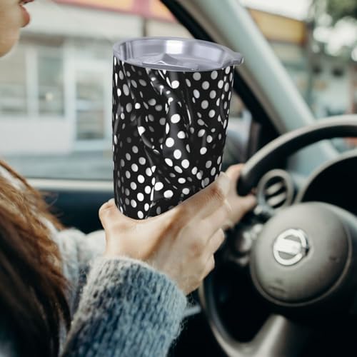 WXZYFP Car cup (single silver rim), can use a straw or drink directly, easy to use.Black and white corrugated dots