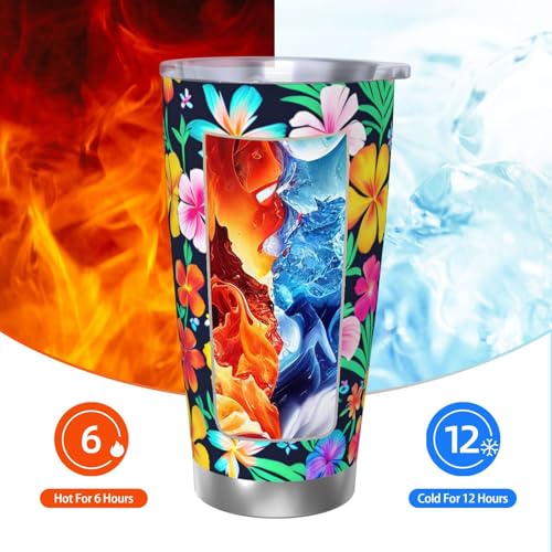 WXZYFP Car cup (single silver rim), can use a straw or drink directly, easy to use.Colorful flowers