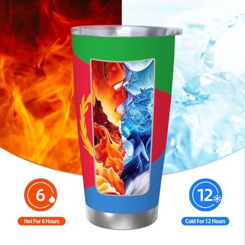 WXZYFP Car cup (single silver rim), can use a straw or drink directly, easy to use.Eritrean flag