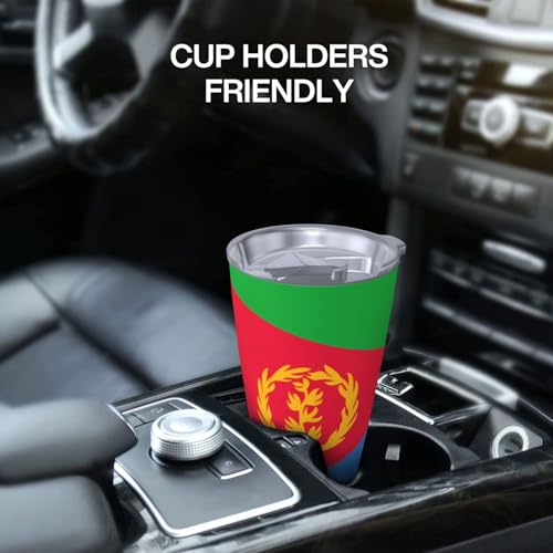WXZYFP Car cup (single silver rim), can use a straw or drink directly, easy to use.Eritrean flag