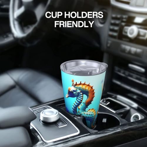 WXZYFP Car cup (single silver rim), can use a straw or drink directly, easy to use.Seabed coral seahorse