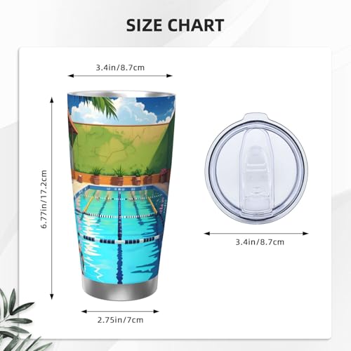 WXZYFP Car cup (single silver rim), can use a straw or drink directly, easy to use.Flamingo and swimming pool