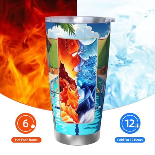 WXZYFP Car cup (single silver rim), can use a straw or drink directly, easy to use.Flamingo and swimming pool