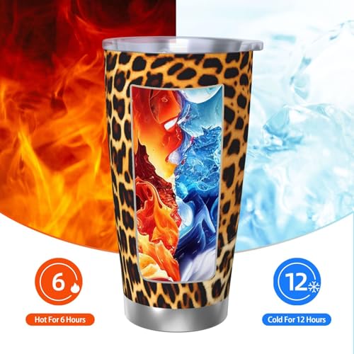WXZYFP Car cup (single silver rim), can use a straw or drink directly, easy to use.Stripes on leopards