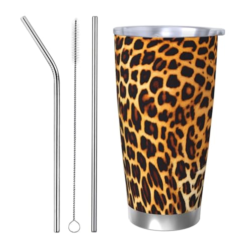 WXZYFP Car cup (single silver rim), can use a straw or drink directly, easy to use.Stripes on leopards