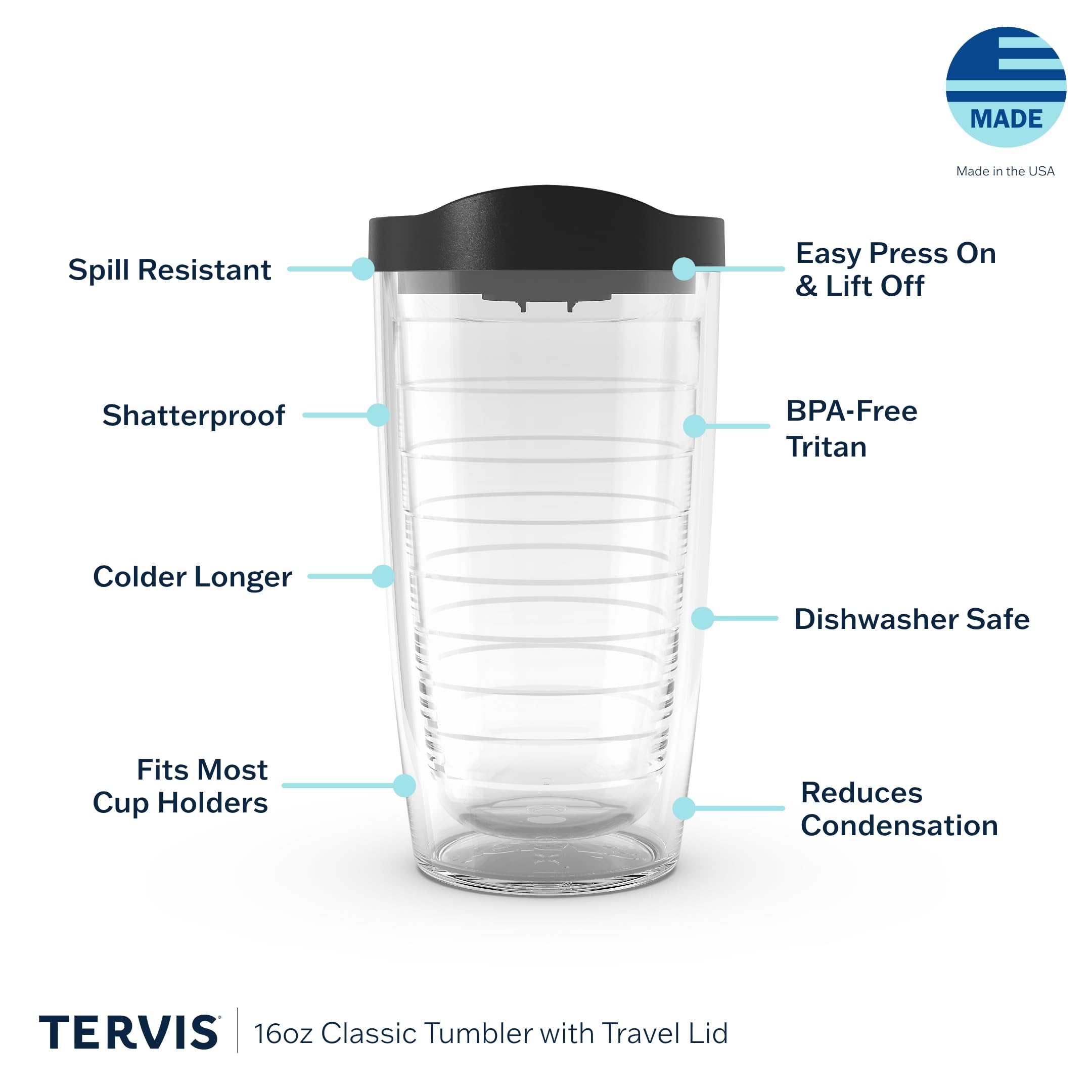 Tervis Peanuts - Pals Collection Made in USA Double Walled Insulated Tumbler Travel Cup Keeps Drinks Cold & Hot, 16oz, Franklin the Cool