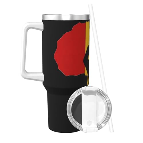 Xiexide 40oz Stainless Steel Camping African Map Black History Africa Power Rasta Color Double Walled Vacuum Insulatedith Handle And Straw,Hot & Cold Drinks