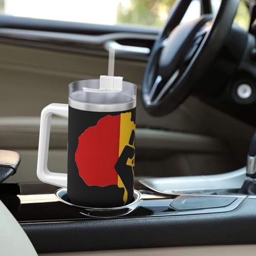 Xiexide 40oz Stainless Steel Camping African Map Black History Africa Power Rasta Color Double Walled Vacuum Insulatedith Handle And Straw,Hot & Cold Drinks
