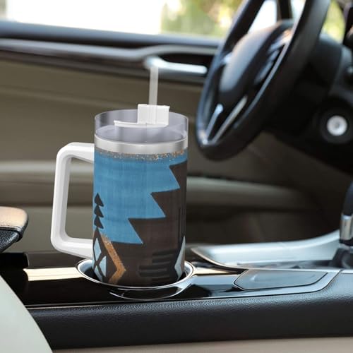 Xiexide 40oz Fits Cup Holder Indoor Southwestern Aztec Navajo Indian Totem Heritage Double Walled Vacuum Insulatedith Handle And Straw,Hot & Cold Drinks