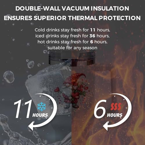 LB LEOBON 40 ounce insulated cup with handle, double-layer vacuum stainless steel material, equipped with straw, can keep warm or maintain cold drinks Gnome Love Bouquet Q wathet