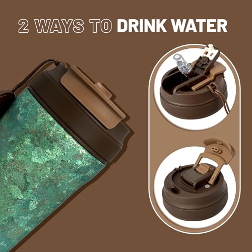 LILEEE Titanium Travel Tumbler Mug with Straw - 12oz Leakproof Insulated Coffee Cup for Hot & Cold Drinks, BPA Free, Durable & Lightweight, Great for Outdoor & Gift Use (Ice Green)