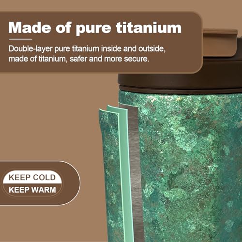 LILEEE Titanium Travel Tumbler Mug with Straw - 12oz Leakproof Insulated Coffee Cup for Hot & Cold Drinks, BPA Free, Durable & Lightweight, Great for Outdoor & Gift Use (Ice Green)