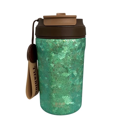 LILEEE Titanium Travel Tumbler Mug with Straw - 12oz Leakproof Insulated Coffee Cup for Hot & Cold Drinks, BPA Free, Durable & Lightweight, Great for Outdoor & Gift Use (Ice Green)