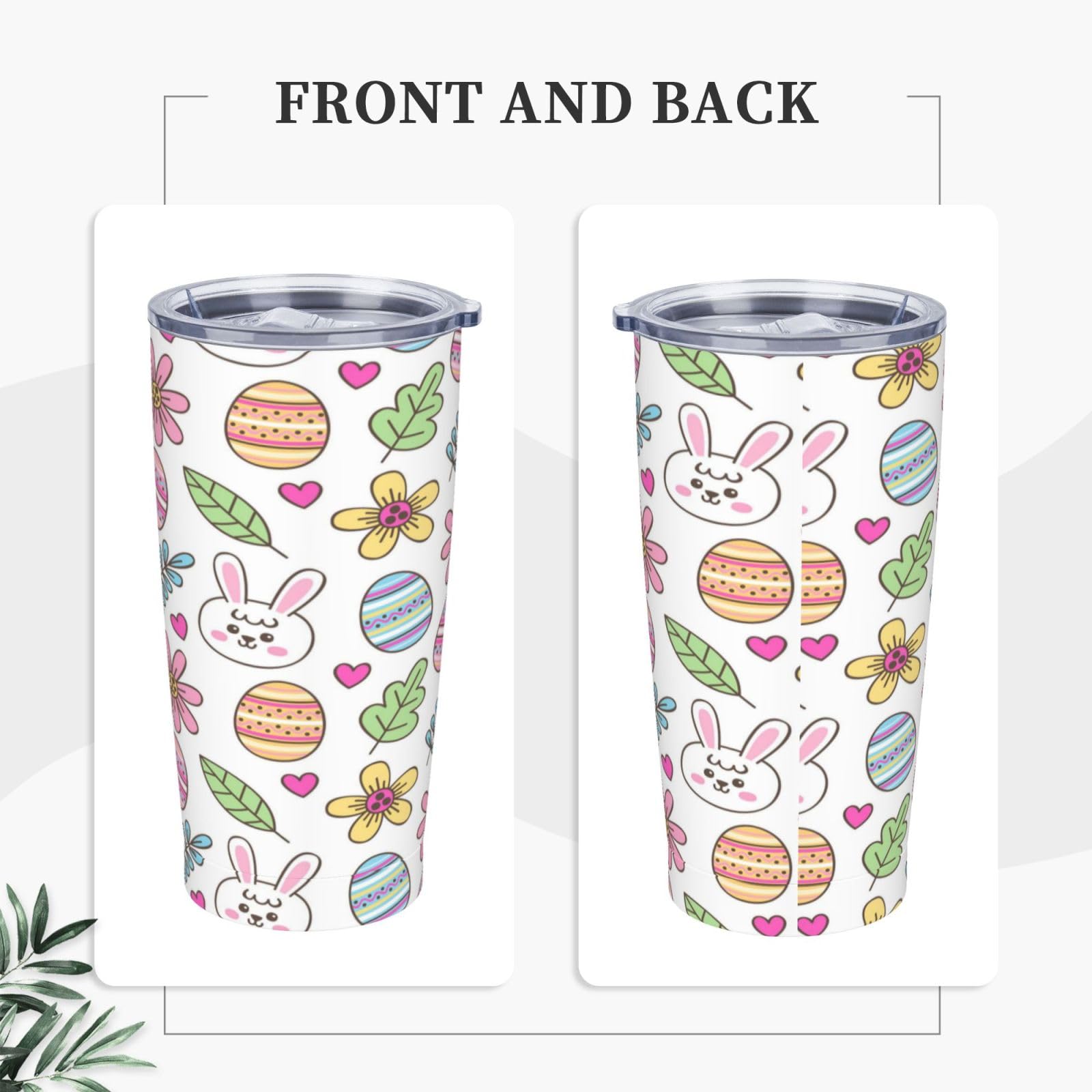 ayvcxui plants flower with easter eggs Stainless Steel Insulated Tumbler 20 Oz Water Bottle Coffee Mug Coffee Mug With Lid Straw Gifts