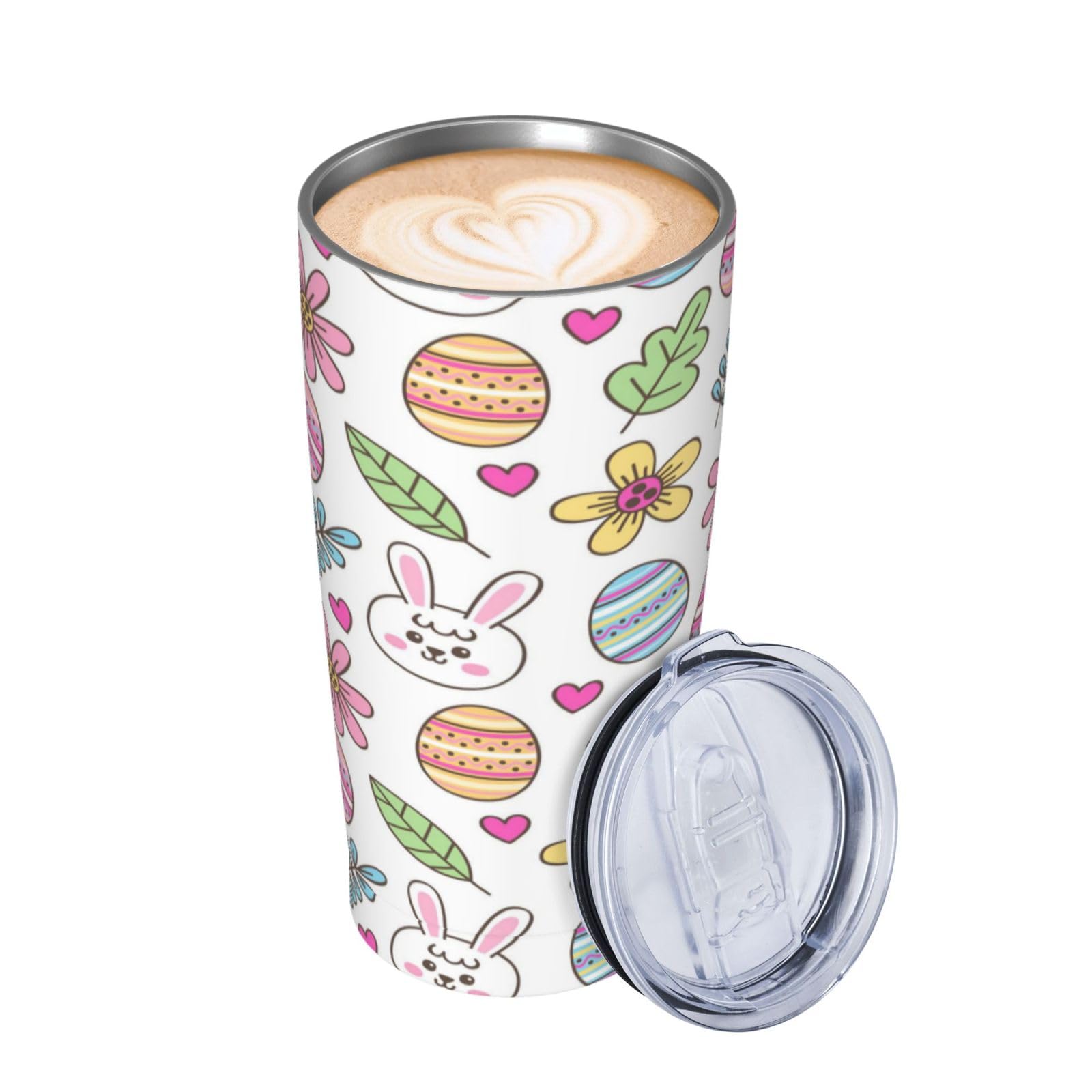 ayvcxui plants flower with easter eggs Stainless Steel Insulated Tumbler 20 Oz Water Bottle Coffee Mug Coffee Mug With Lid Straw Gifts