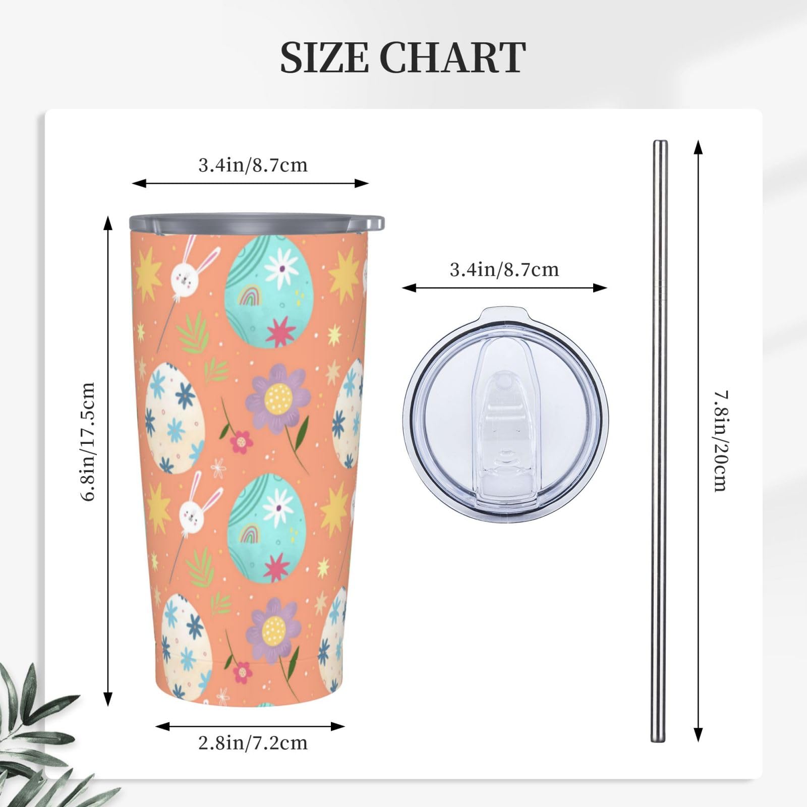 ayvcxui Happy Easter Day Colorful Eggs Stainless Steel Insulated Tumbler 20 Oz Water Bottle Coffee Mug Coffee Mug With Lid Straw Gifts
