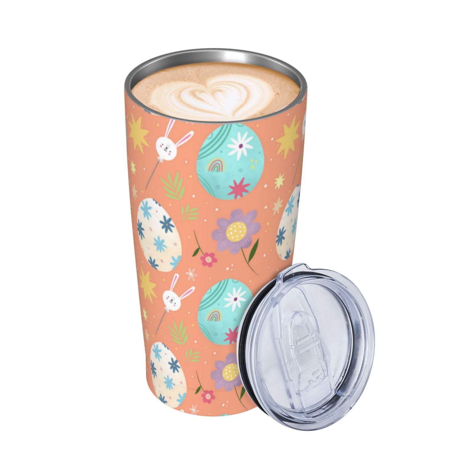 ayvcxui Happy Easter Day Colorful Eggs Stainless Steel Insulated Tumbler 20 Oz Water Bottle Coffee Mug Coffee Mug With Lid Straw Gifts