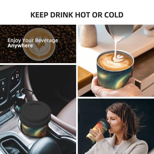 GTKSYNVE Reusable Coffee Mug with Lid and Handle, Anime Sky Tumbler for Hot & Cold Drinks 16oz Stainless Steel Insulated Coffee Tumblers Double Wall Vacuum Thermal Cup