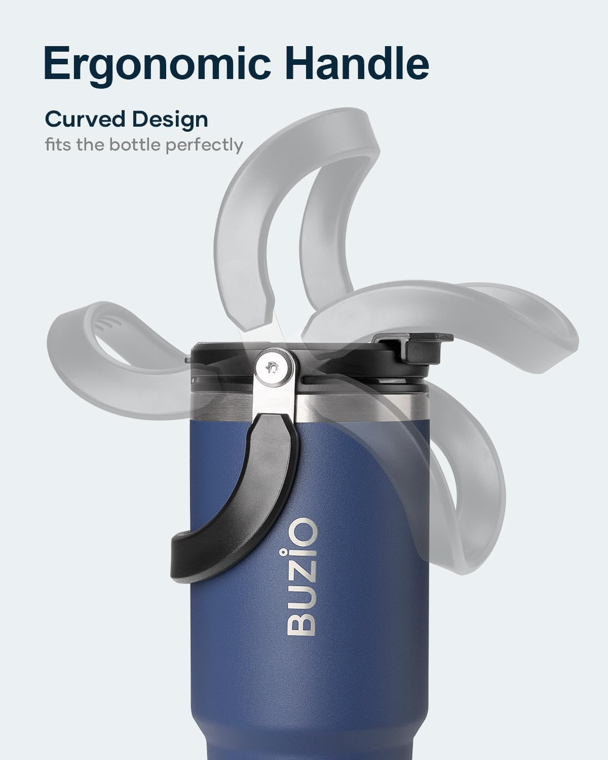 BUZIO 40 oz Tumbler with Handle & Insulated Water Bottle with Chug Lid