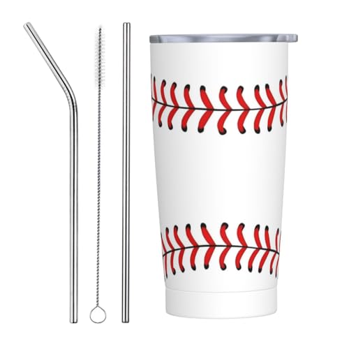 IYERSKD Baseball Lace 20 oz Stainless Steel Tumbler Vacuum Insulated Leakproof Travel Mug for Car Office Gym