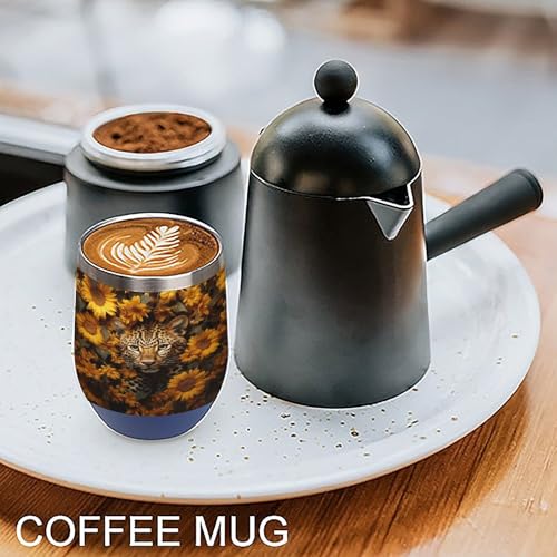 WYUSPGK 304 Stainless Steel Insulated Cup, Leopard And Sunflower Print Smooth Rim, Durable & Reusable - Perfect for Office, Home, And Travel