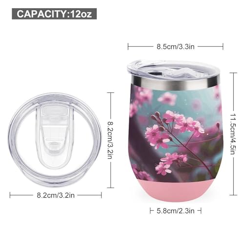 WYUSPGK 304 Stainless Steel Insulated Cup, Small Flowers Print Smooth Rim, Durable & Reusable - Perfect for Office, Home, And Travel