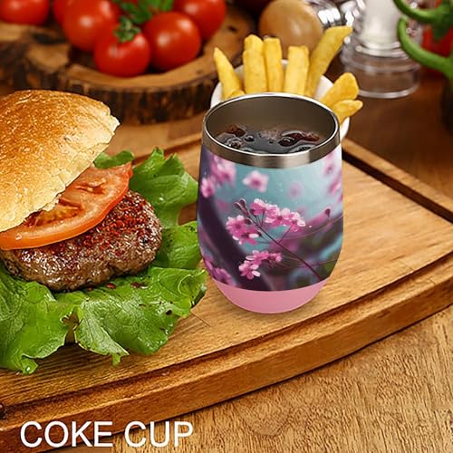 WYUSPGK 304 Stainless Steel Insulated Cup, Small Flowers Print Smooth Rim, Durable & Reusable - Perfect for Office, Home, And Travel