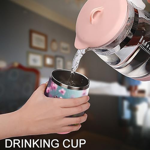 WYUSPGK 304 Stainless Steel Insulated Cup, Small Flowers Print Smooth Rim, Durable & Reusable - Perfect for Office, Home, And Travel