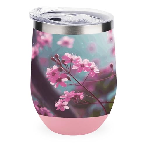 WYUSPGK 304 Stainless Steel Insulated Cup, Small Flowers Print Smooth Rim, Durable & Reusable - Perfect for Office, Home, And Travel